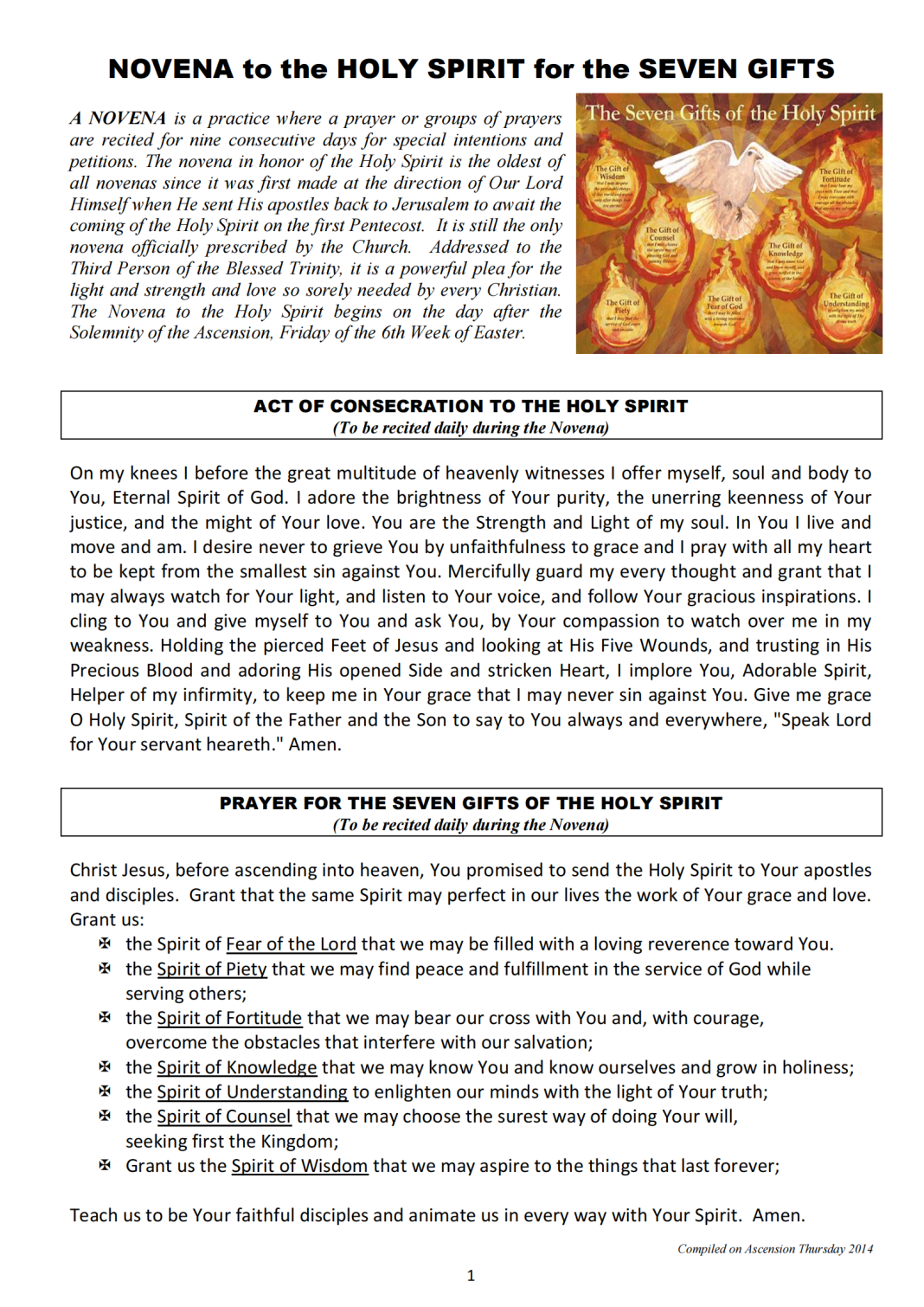 Novena Prayer to the Holy Spirit - Today's Catholic Online